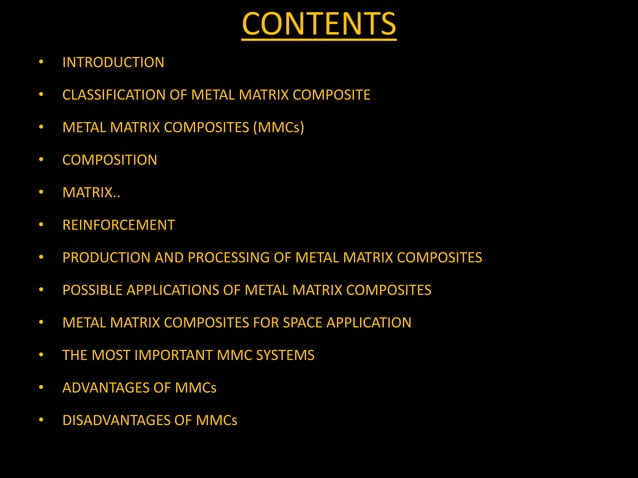 METAL MATRIX COMPOSITE | PPTX | Chemistry | Science