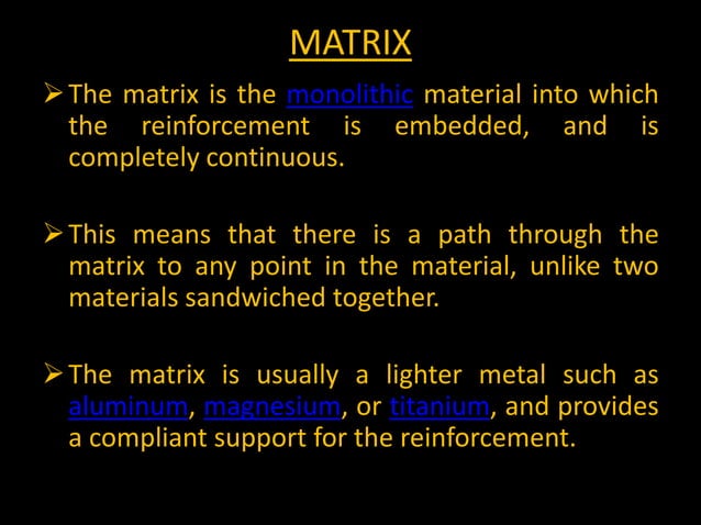 METAL MATRIX COMPOSITE | PPTX | Chemistry | Science
