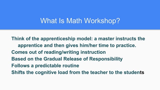 Making Math Workshop Work for You | PPT