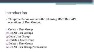 Mmc rest api user groups | PPT