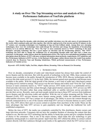 A study on Over The Top Streaming services and analysis of Key ...