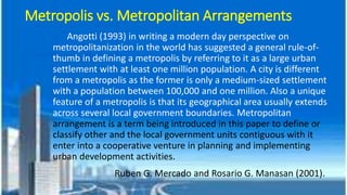 Metropolitan Governance Arrangement in the Philippines | PPTX