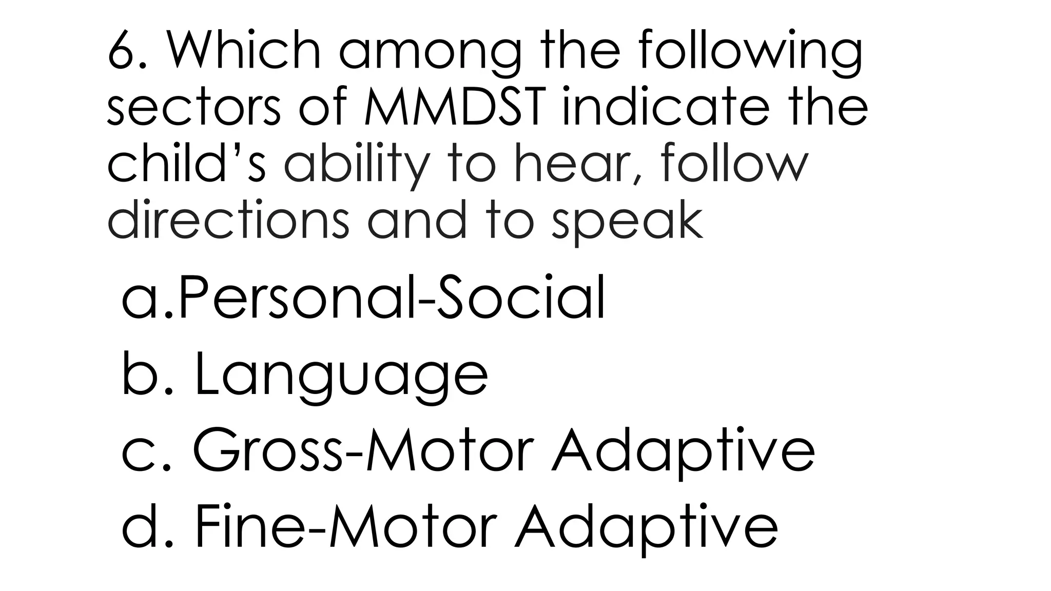 Metro Manila Developmental Screening Test Quiz | PPTX