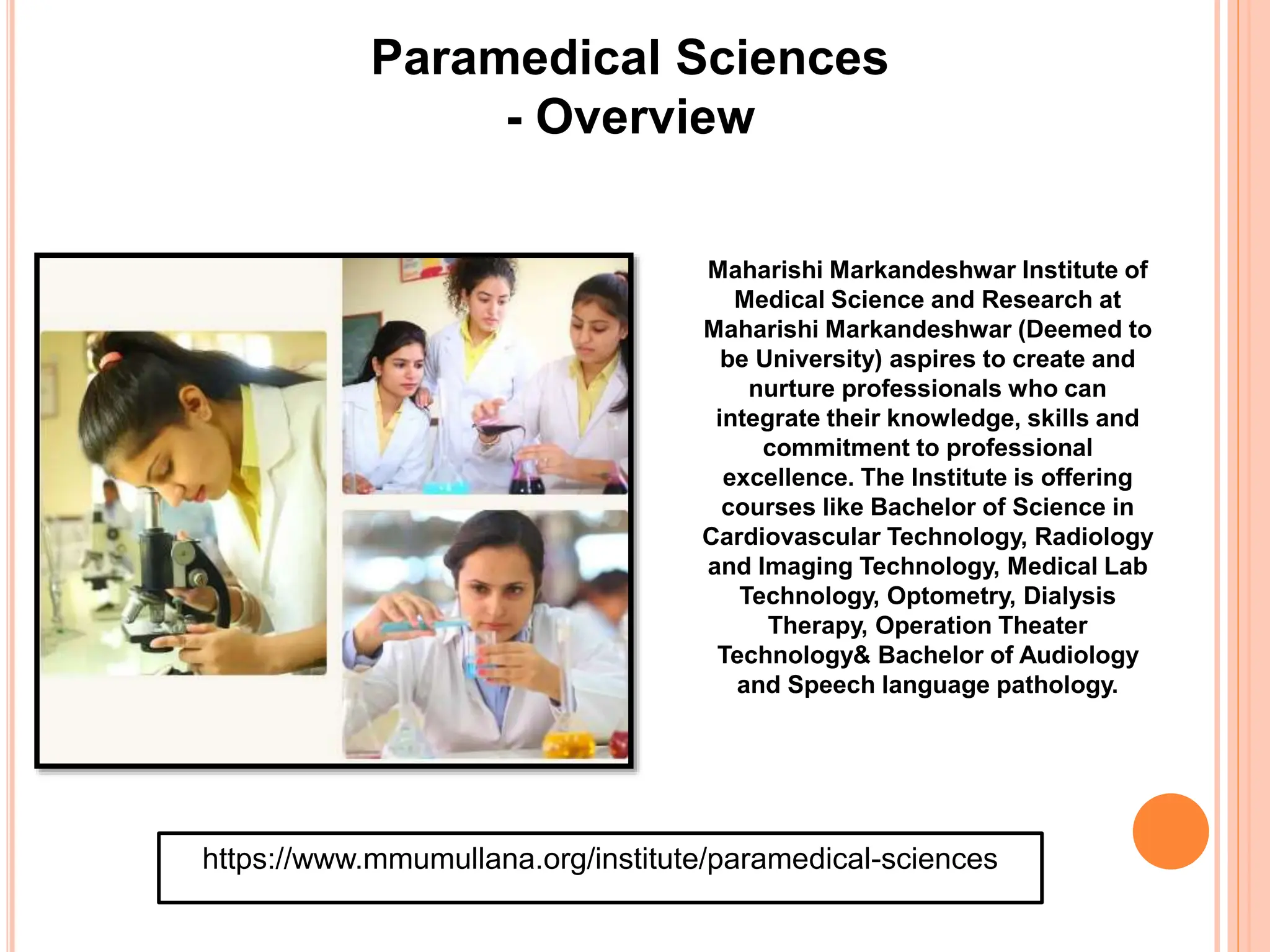 MMDU Mullana - Paramedical Sciences Courses | PPTX