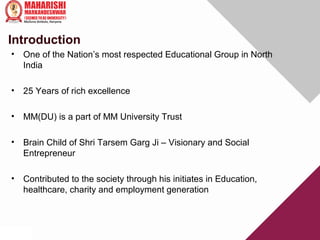 MM(DU) Mullana Overview - Best Private University in North India | PPT
