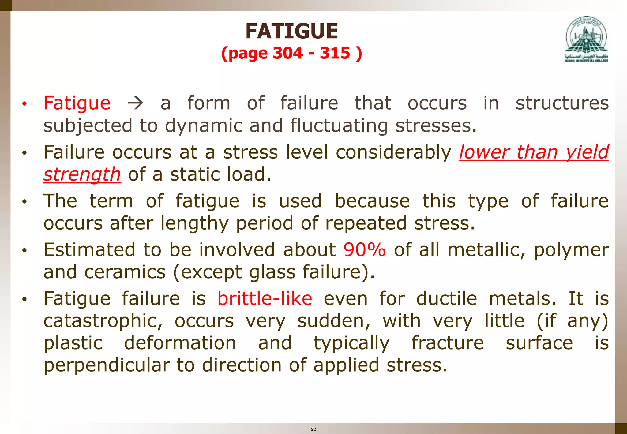 Mme 323 materials science week 11-12 - failure | PPTX