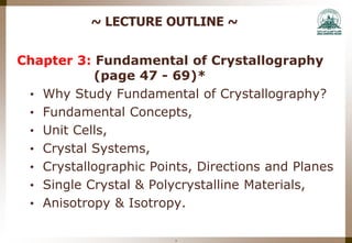 Mme 323 materials science week 3 - fundamental of crystallography | PPTX