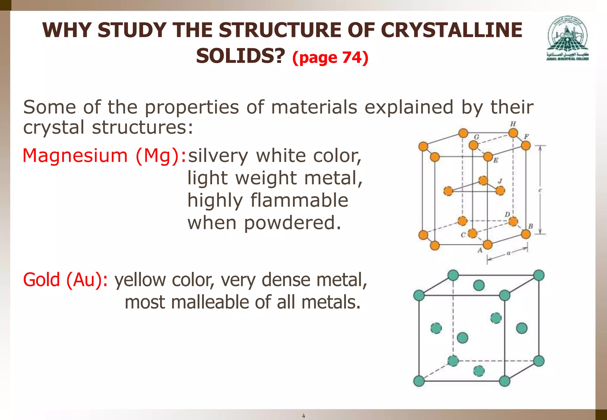 Mme 323 materials science week 4 - structure of crystalline solids | PPTX
