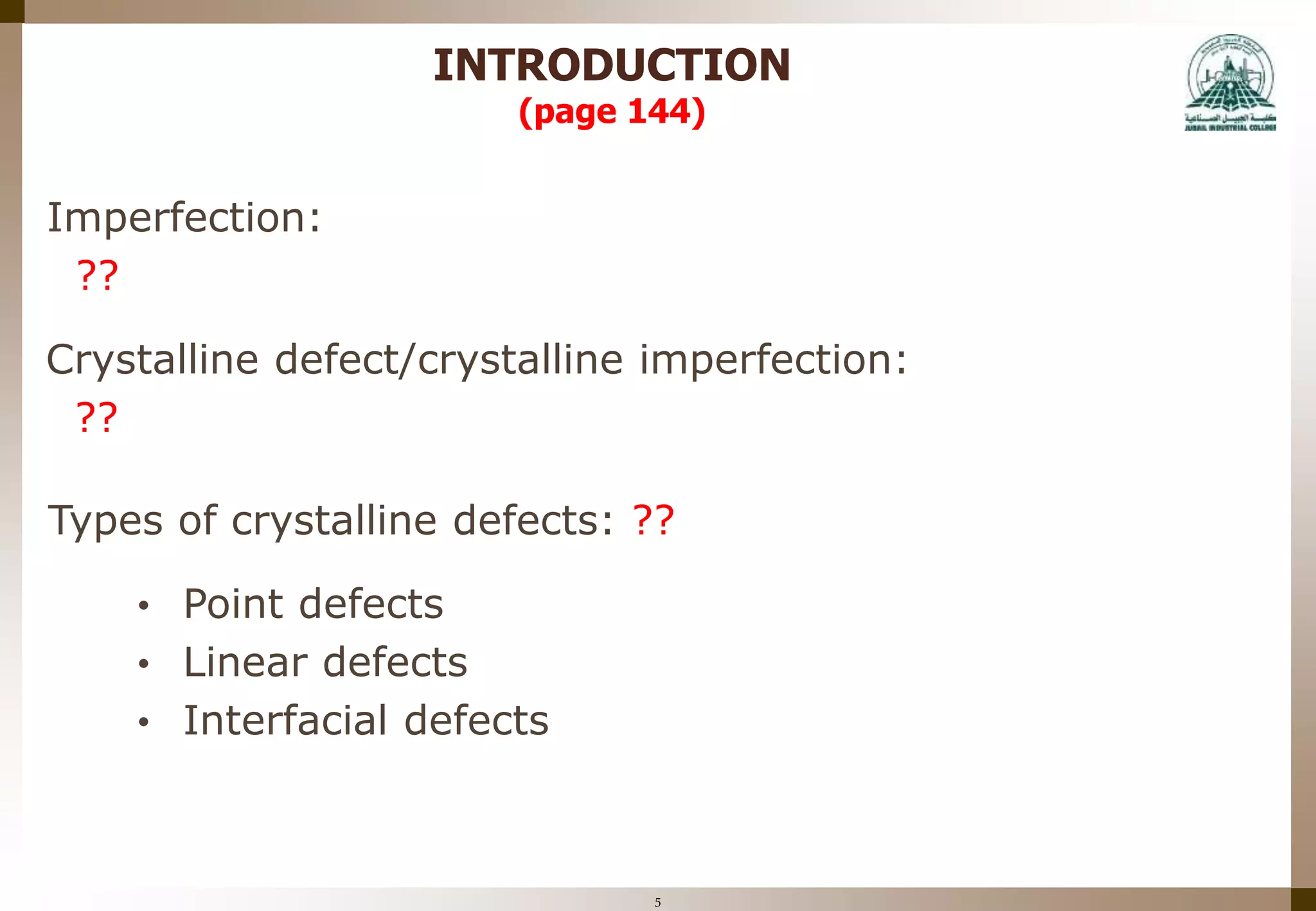 Mme 323 materials science week 5 - imperfection in solids | PPTX