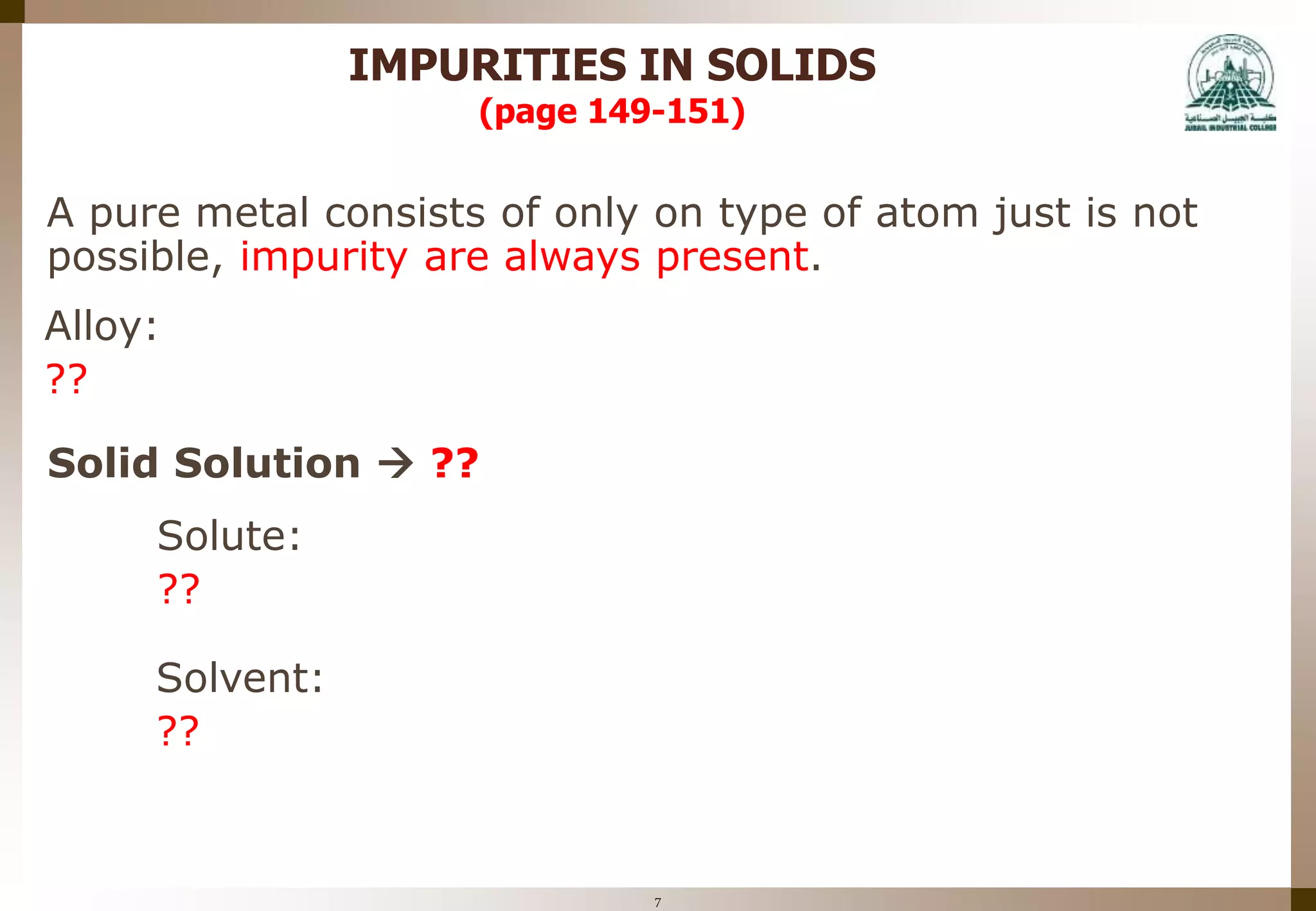 Mme 323 materials science week 5 - imperfection in solids | PPTX