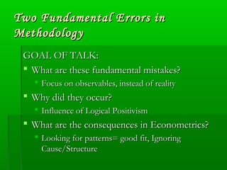 Methodological Mistakes and Econometric Consequences | PPT