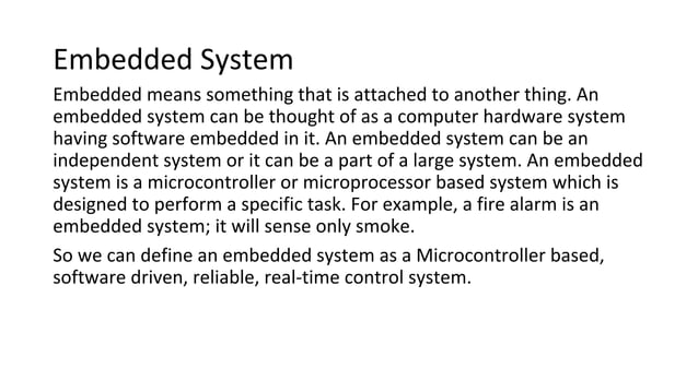 Lecture on Embedded System, introduction, types | PPT Lecture on Embedded System, introduction, types | PPT