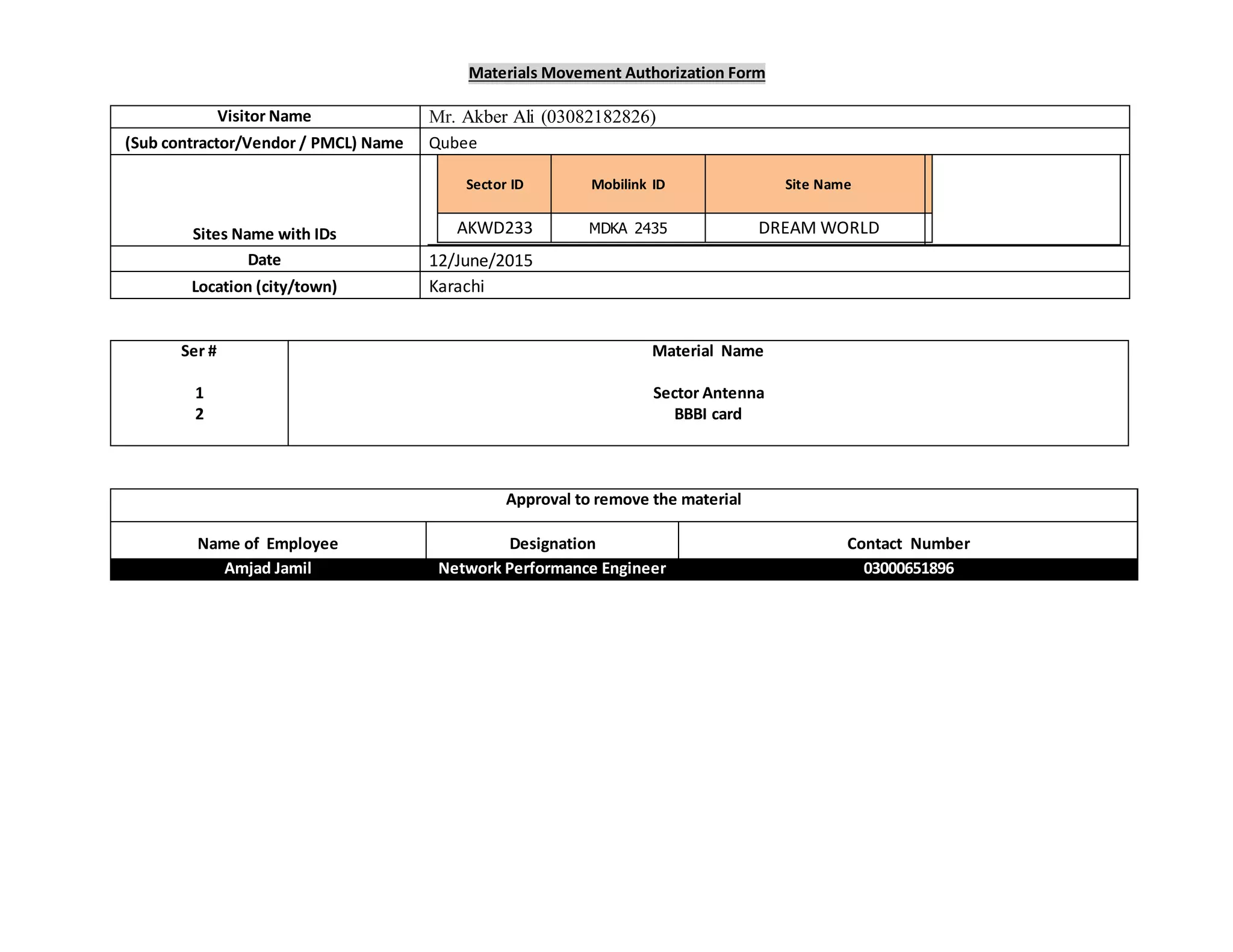 Mmf form warid | DOCX