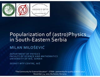 Popularization of (astro)Physics in South-Eastern Serbia | PPT