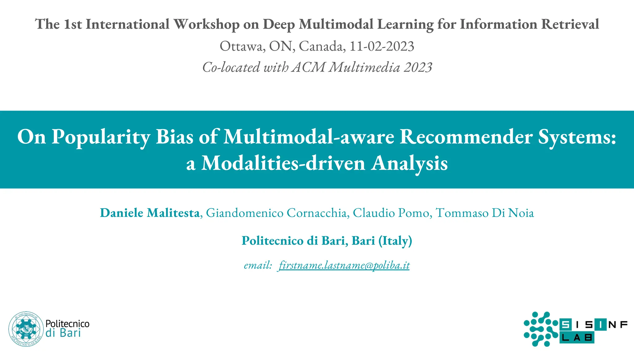 [MMIR@MM2023] On Popularity Bias of Multimodal-aware Recommender Systems: A Modalities-driven ...