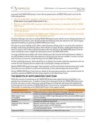 MMIS Solutions: A New Approach to Forming MMIS Project Teams | PDF