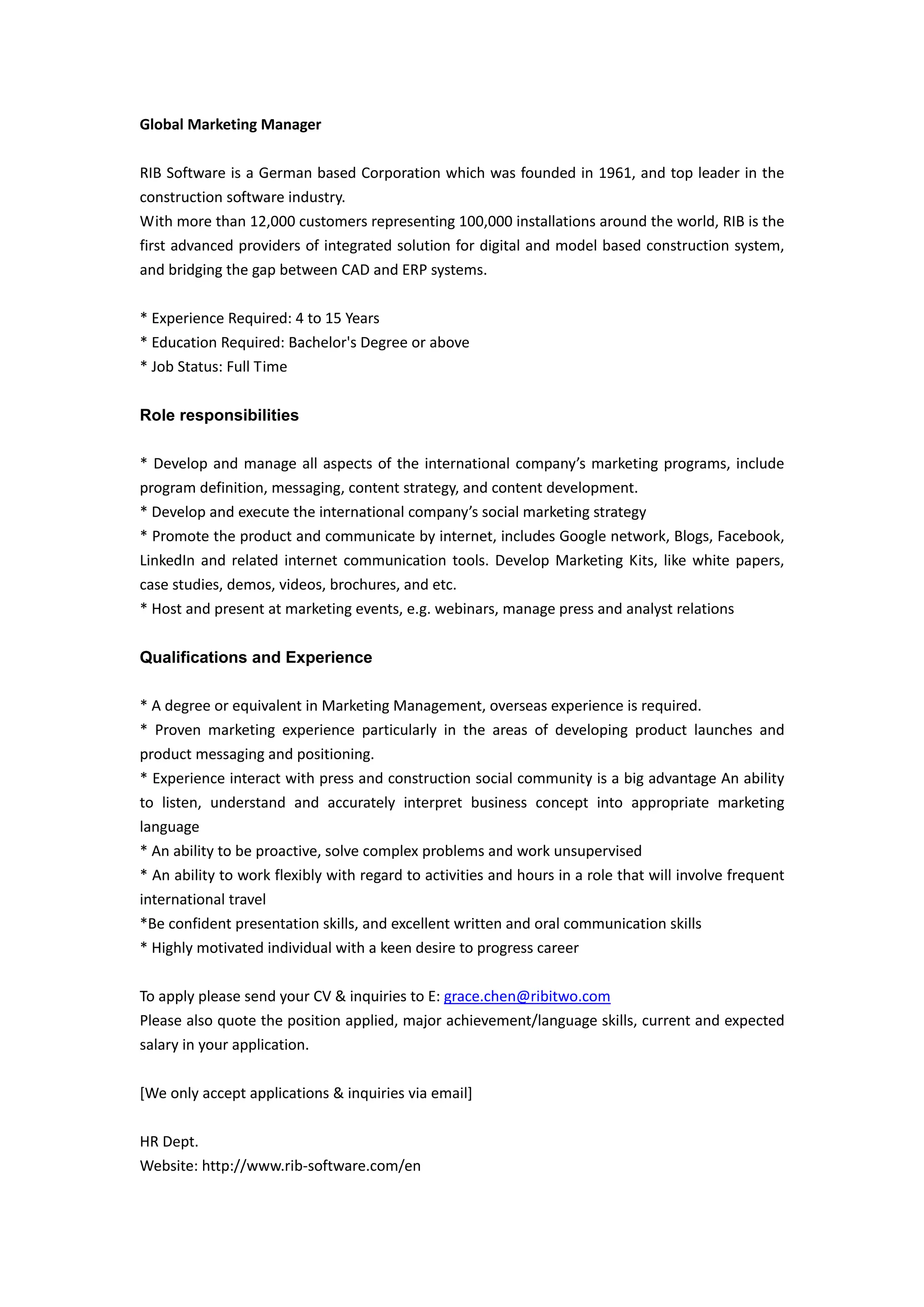 Global Marketing Manager | PDF