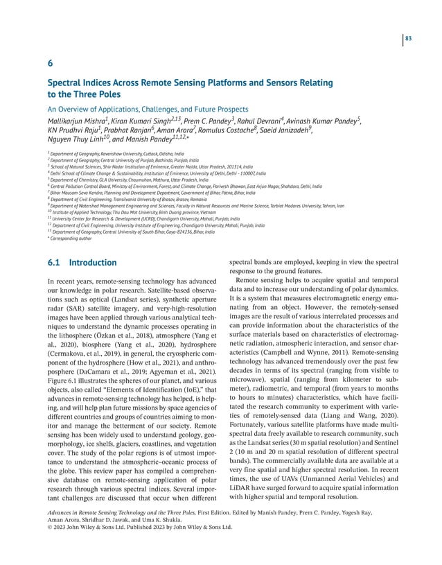 Spectral Indices Across Remote Sensing Platforms and Sensors Relating ...