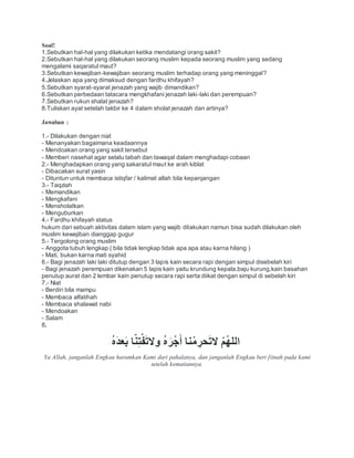 Tata Cara Pengurusan Jenazah | PDF