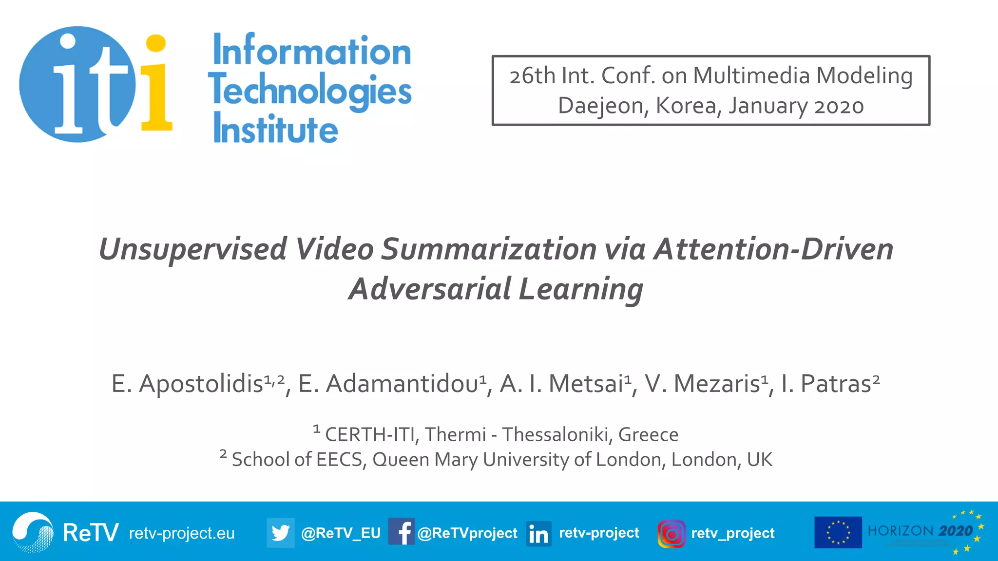 Unsupervised Video Summarization via Attention-Driven Adversarial Learning | PPT