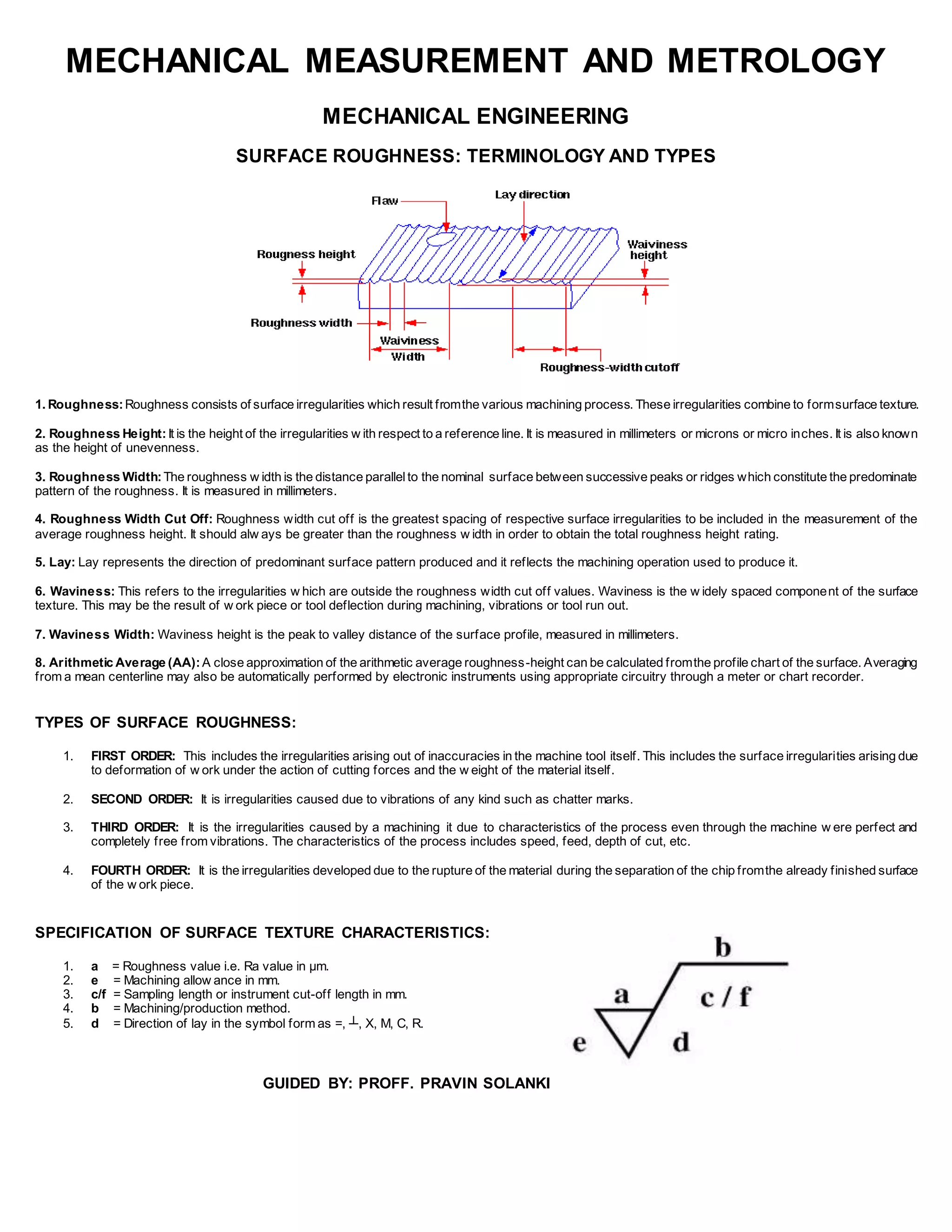 Surface Roughness: Terminology and types | DOCX
