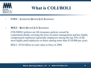 COLI/BOLI, IOLI/STOLI – The good, the bad, and the ugly | PPT | Life ...