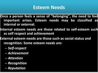 MASLOWS’ NEED HIERARCHY OF MOTIVATION | PPTX