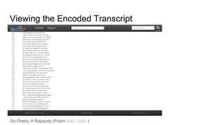 Encoding and Designing for the Swift Poems Project | PPT