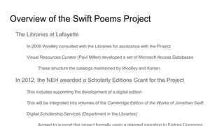 Encoding and Designing for the Swift Poems Project | PPT