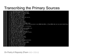 Encoding and Designing for the Swift Poems Project | PPT