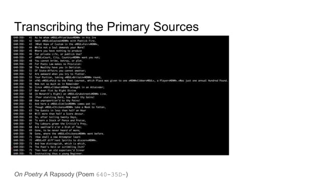 Encoding and Designing for the Swift Poems Project | PPT