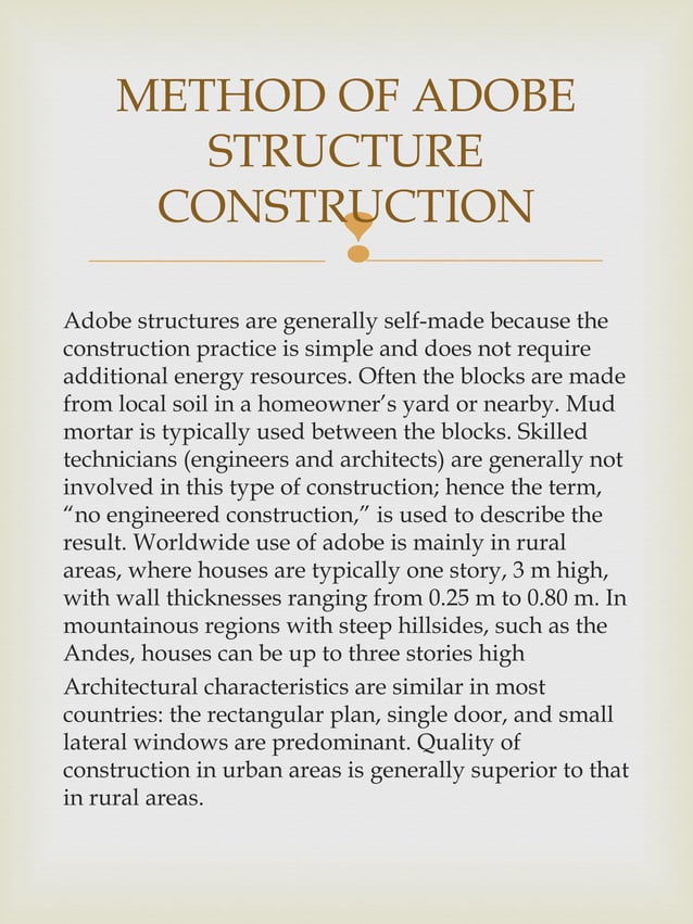 ADOBE STRUCTURE | PPT | Home Improvement | Home & Garden