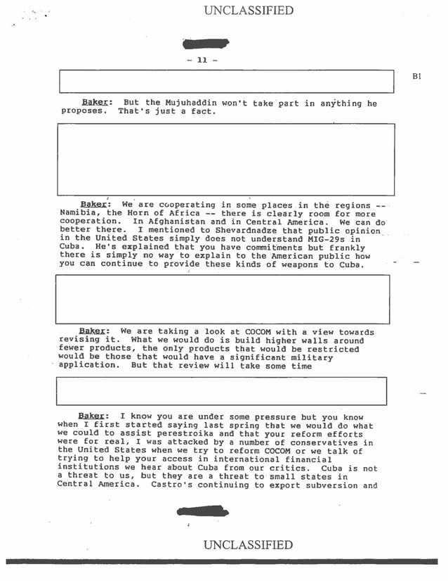 Memorandum of conversation between Mikhail Gorbachev and James Baker in ...