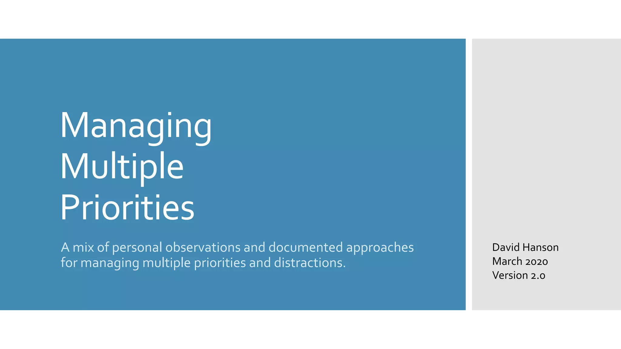 Managing Multiple Priorities | PPTX