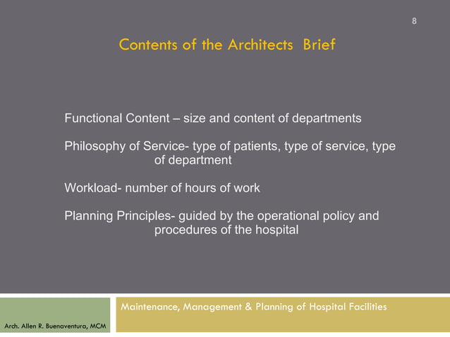 Maintenance, Management & Planning of Hospital Facilities | PPT | Civil ...