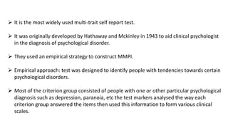 MMPI (minnesota multiphasic personality inventory) | PPTX