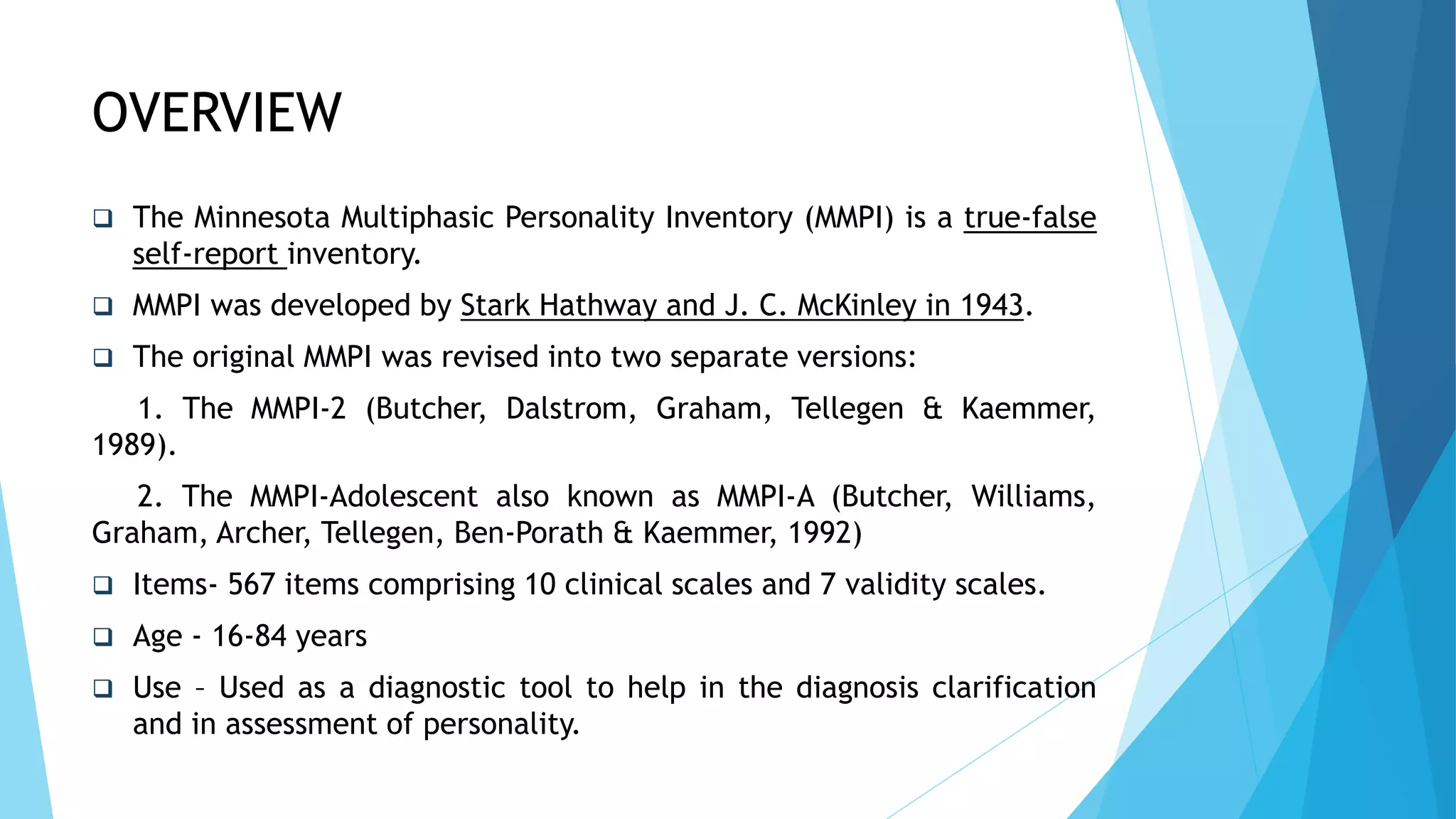 Minnesota Multiphasic Personality Inventory (MMPI) | PPTX