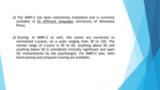 Minnesota Multiphasic Personality Inventory (MMPI) | PPTX