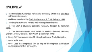Minnesota Multiphasic Personality Inventory (MMPI) | PPTX