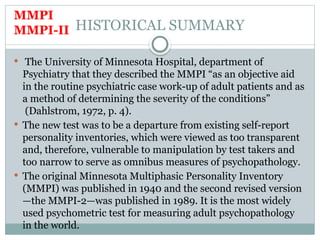 Minnesota Multiphasic Personality Inventory (MMPI) | PPT