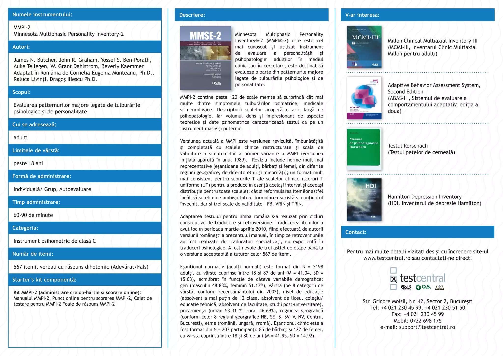 Mmpi2 scurta prezentare | PDF