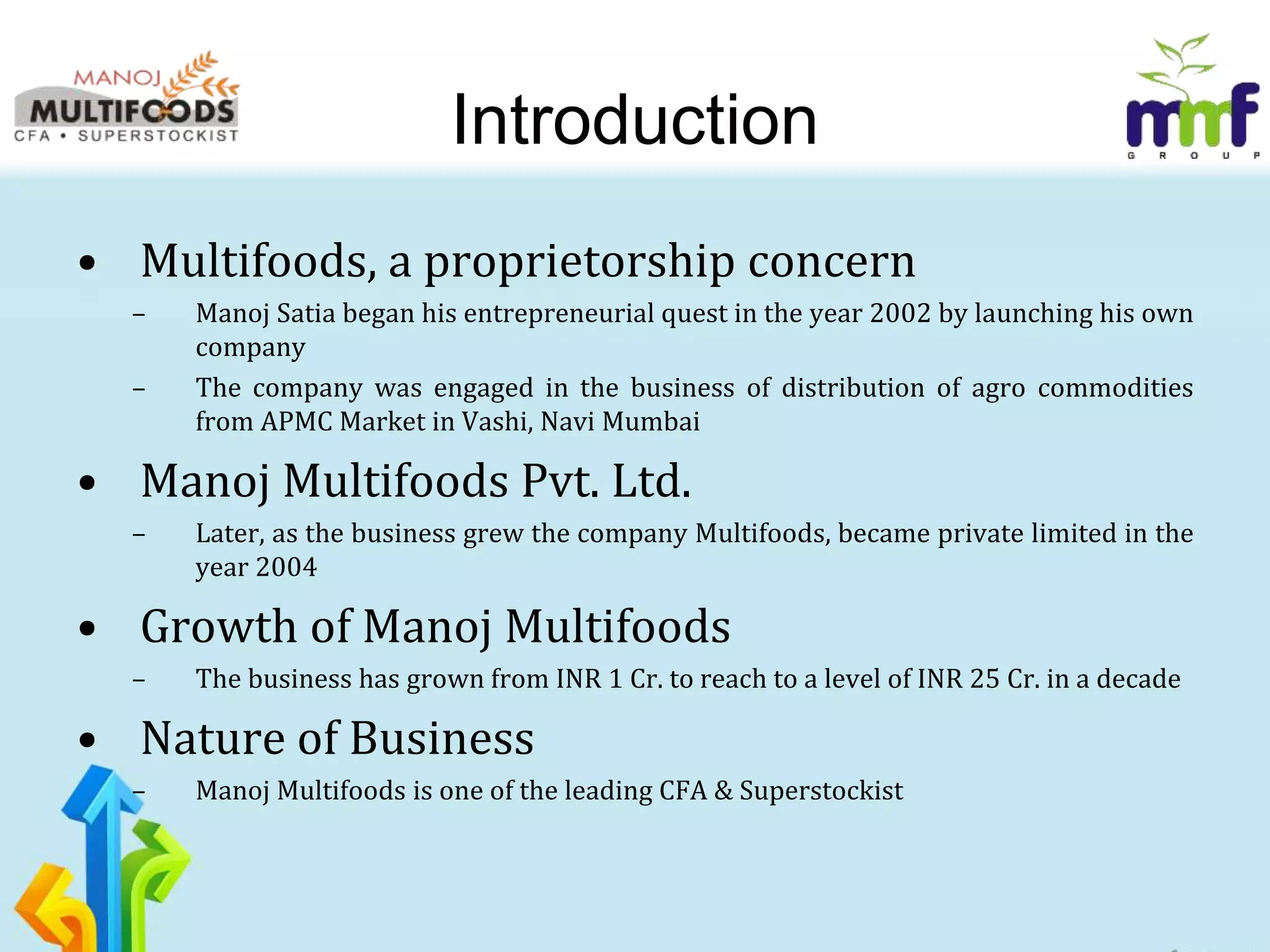 Manoj Multifoods - CFA & Superstockist | PPT