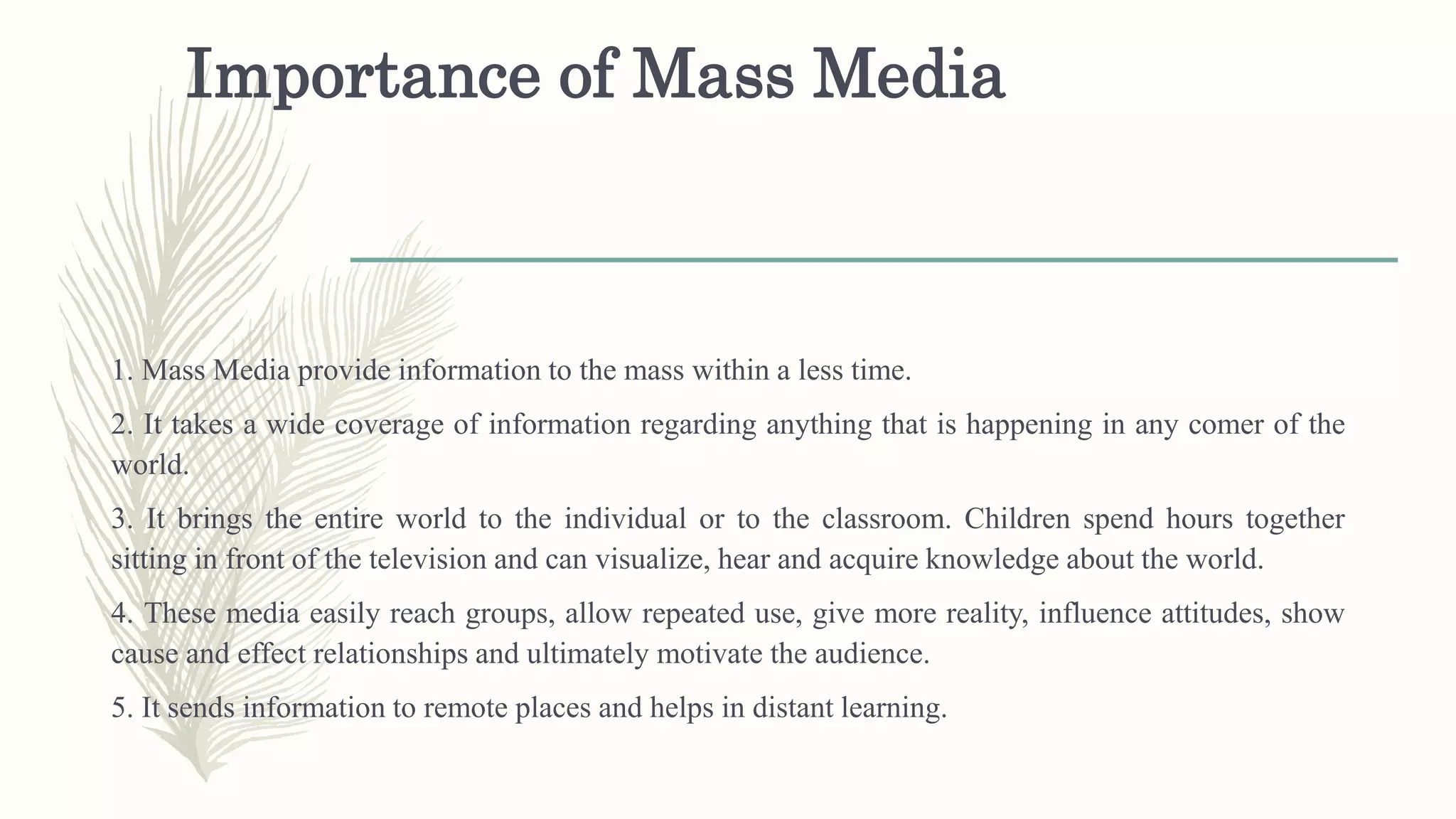 Role of mass media in education ppt | PPTX