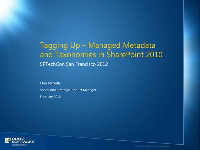 Tagging Up - MMS and Taxonomy In SharePoint 2010 | PPT
