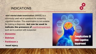 Mini mental state examination for 3rd year | PPTX