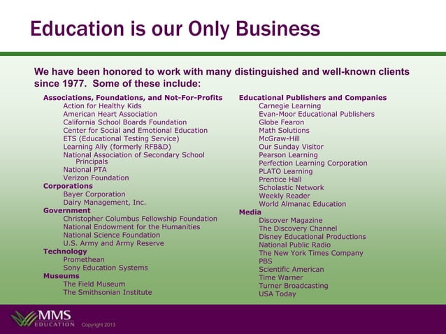 MMS Education Overview | PPT