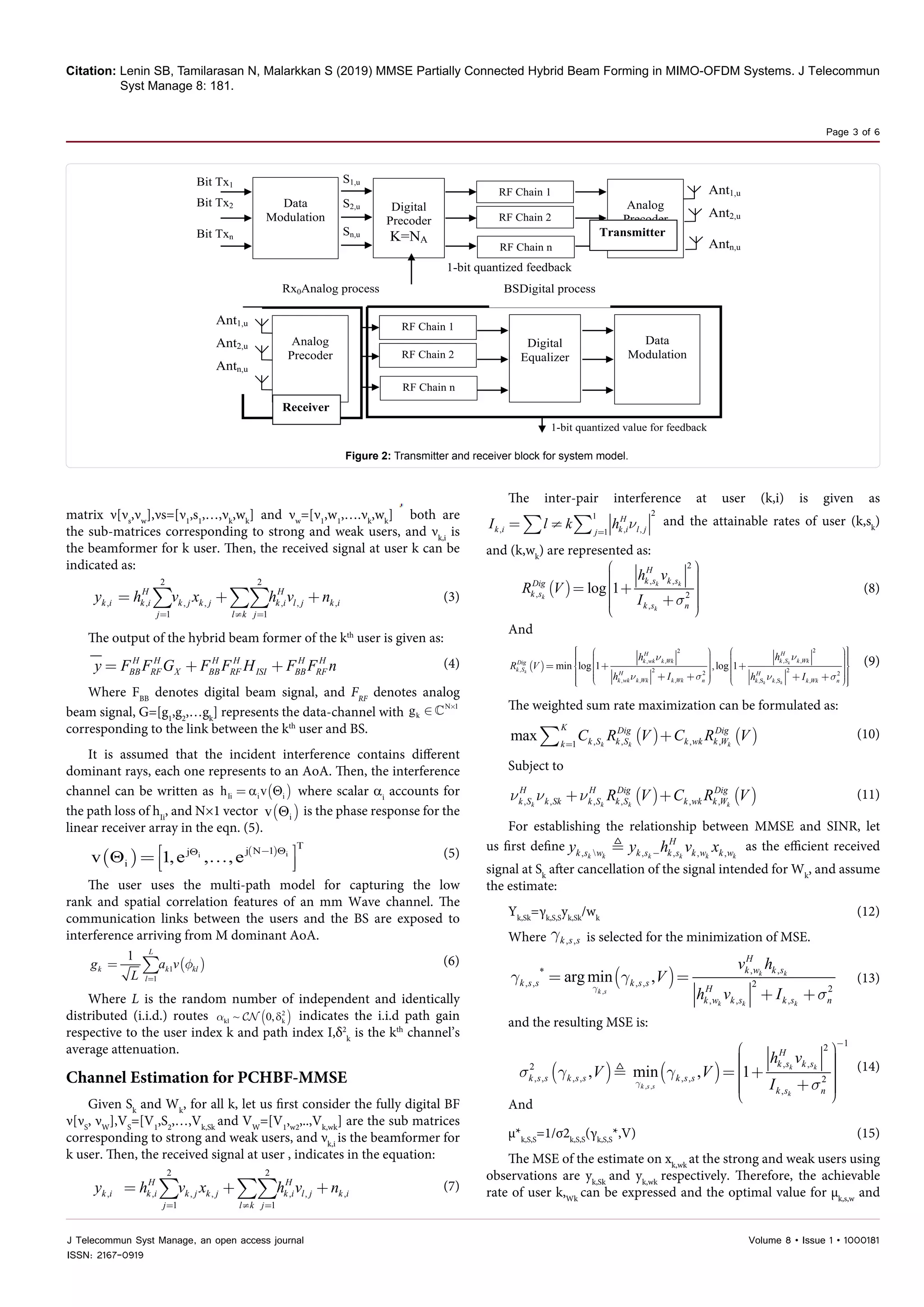 Mmse partially connected hybrid beam forming in mimo ofdm | PDF