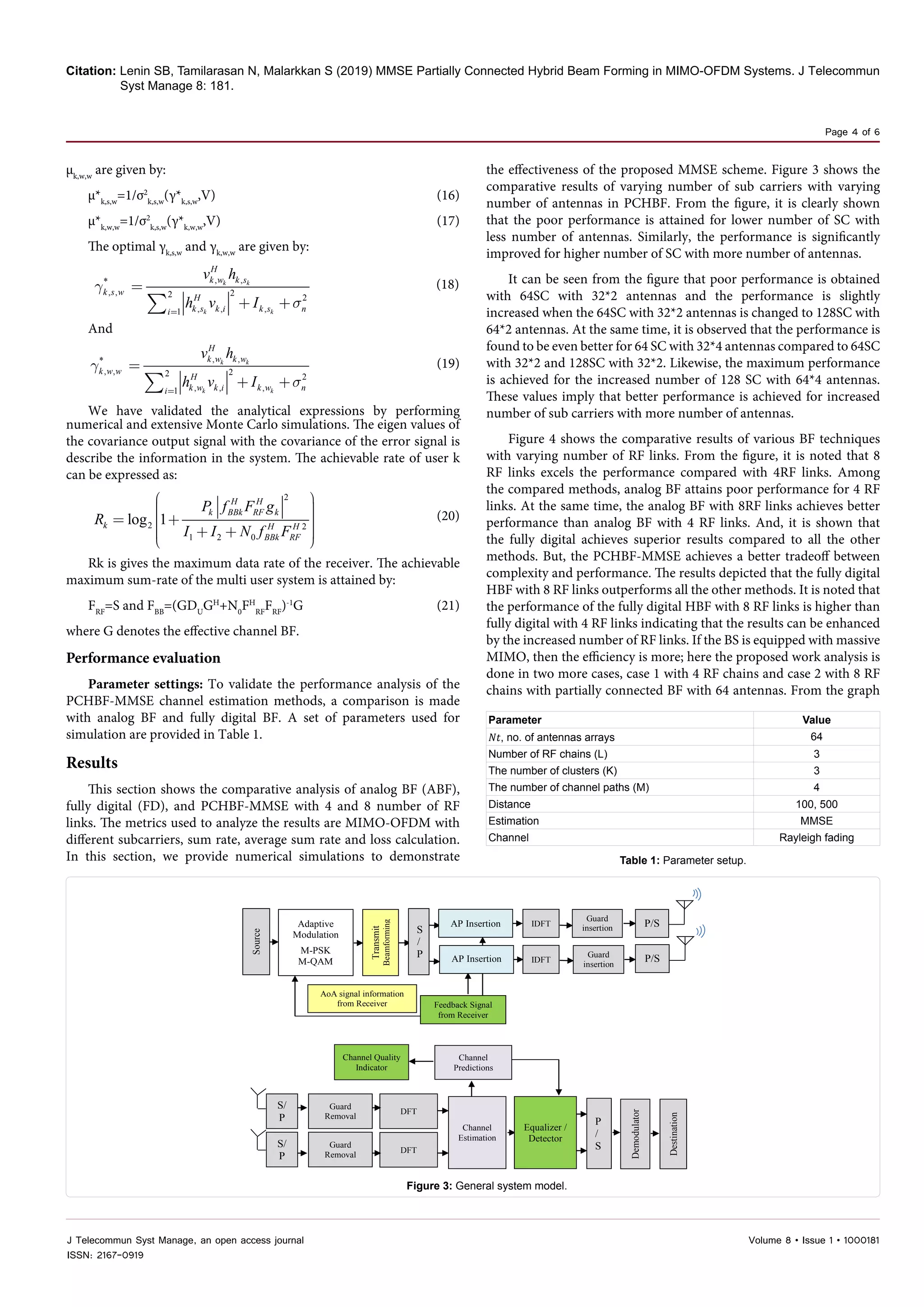 Mmse partially connected hybrid beam forming in mimo ofdm | PDF