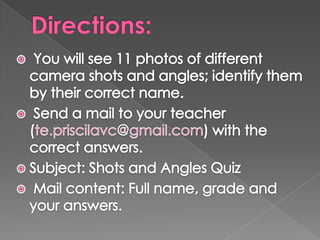 Camera Shots & Angles | PPT