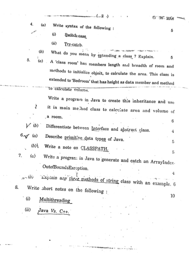 Java Programming Question paper Aurangabad MMS | PDF | Programming ...